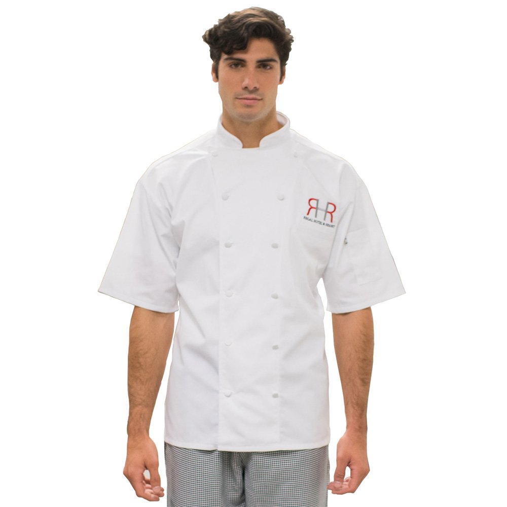 Mesh-Back Unisex Chef Coat with 12 Cloth Buttons - Embroidered ...