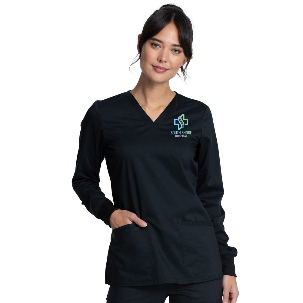 Cherokee® Women's Workwear Revolution Tech Long-Sleeve V-Neck Scrub Top ...