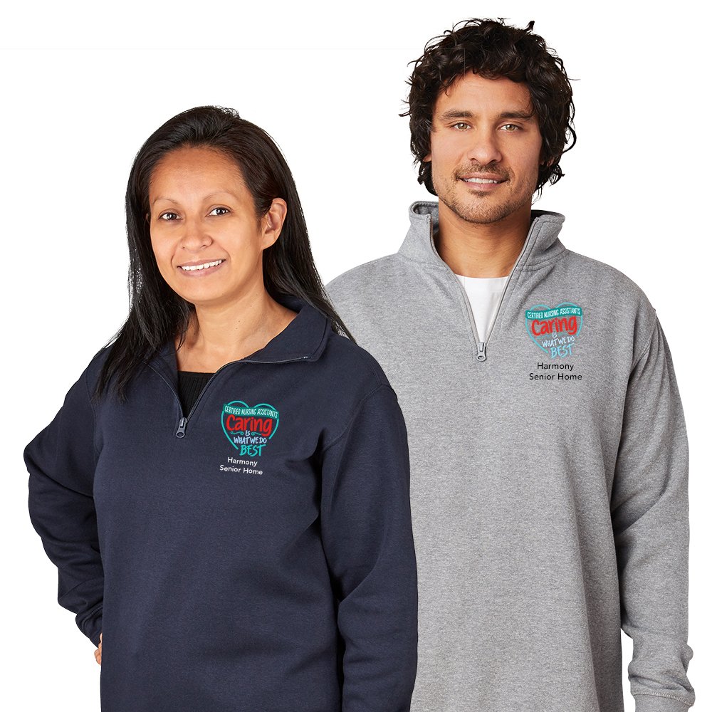 Nursing Home Staff Positive Wear Unisex Essential Quarter-Zip Pullover ...