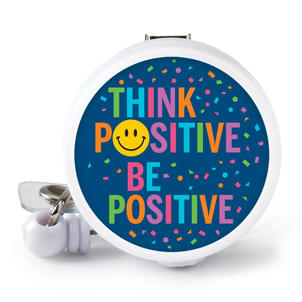 Think Positive, Be Positive Retractable Badge Holder With Alligator ...
