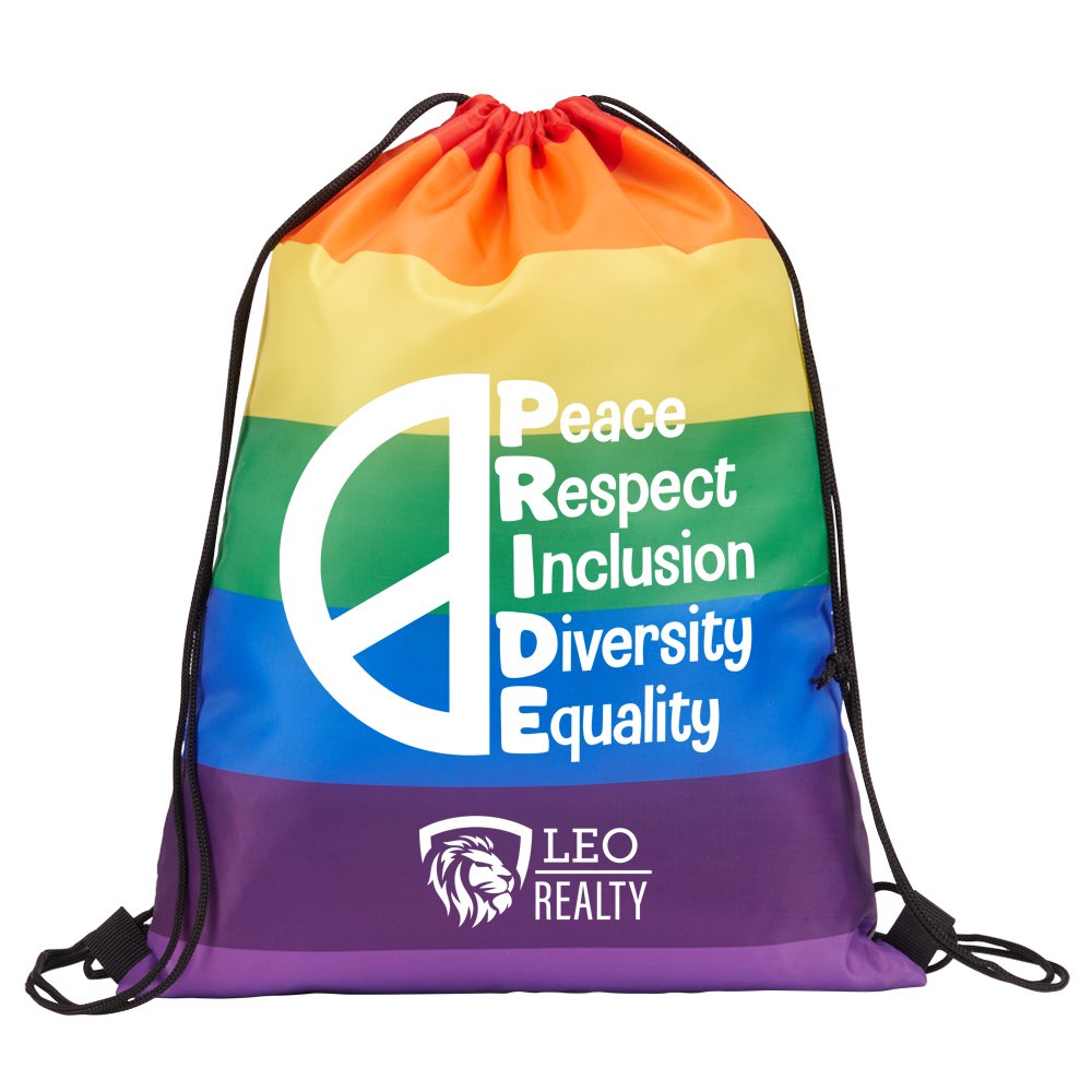 PRIDE Acrostic Rainbow Drawstring Backpack - One-Color Personalization Available | Positive ...