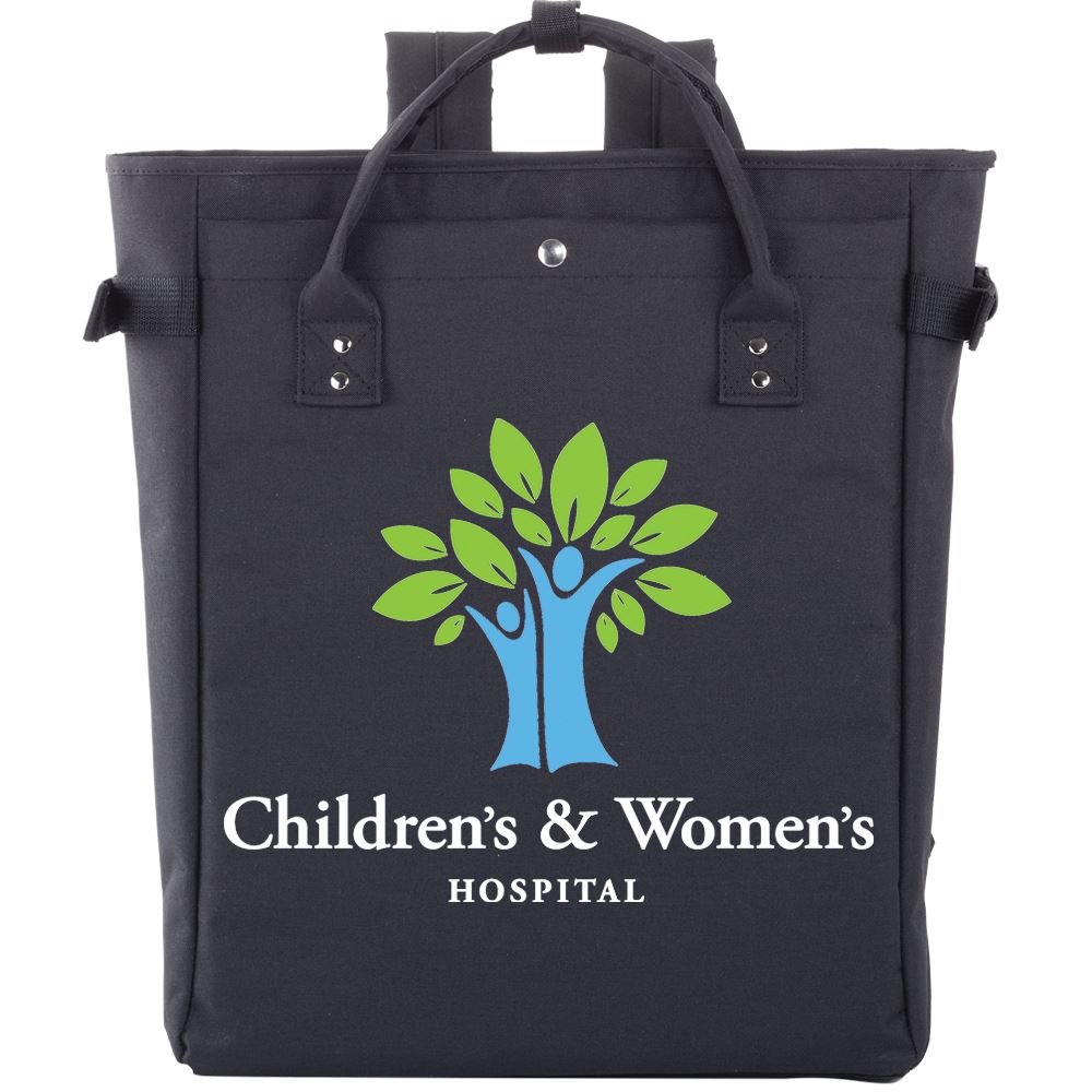 Black Freeport 2-In-1 Tote Bag/Backpack - Full Color Personalization ...