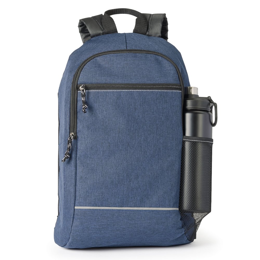 Heathered Blue Jaxson Heavy-Duty Backpack With Reflective Trim ...
