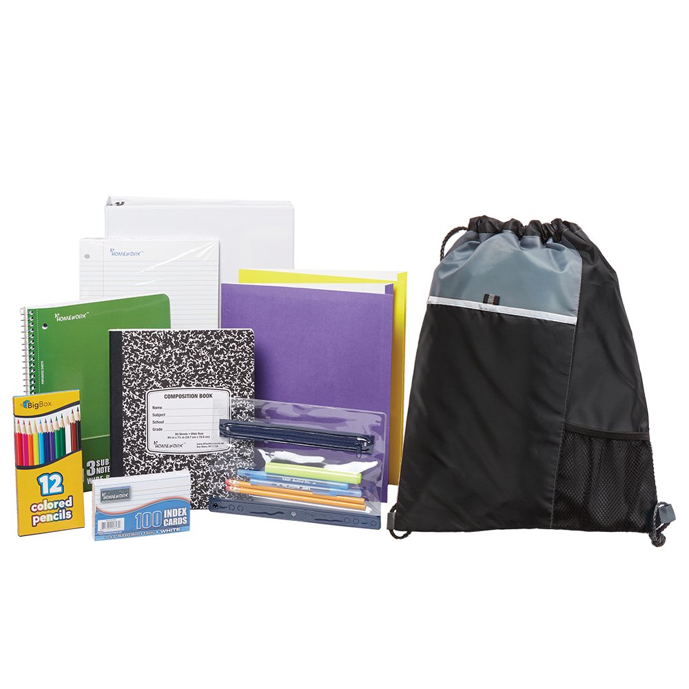 Black Drawstring Cinch Top Backpack With Budget Back-to-School Supply ...