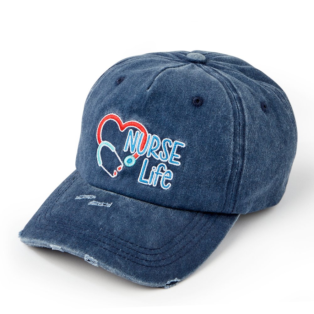 Nurse Life Positive Wear Navy Distressed Baseball Cap | Positive Promotions