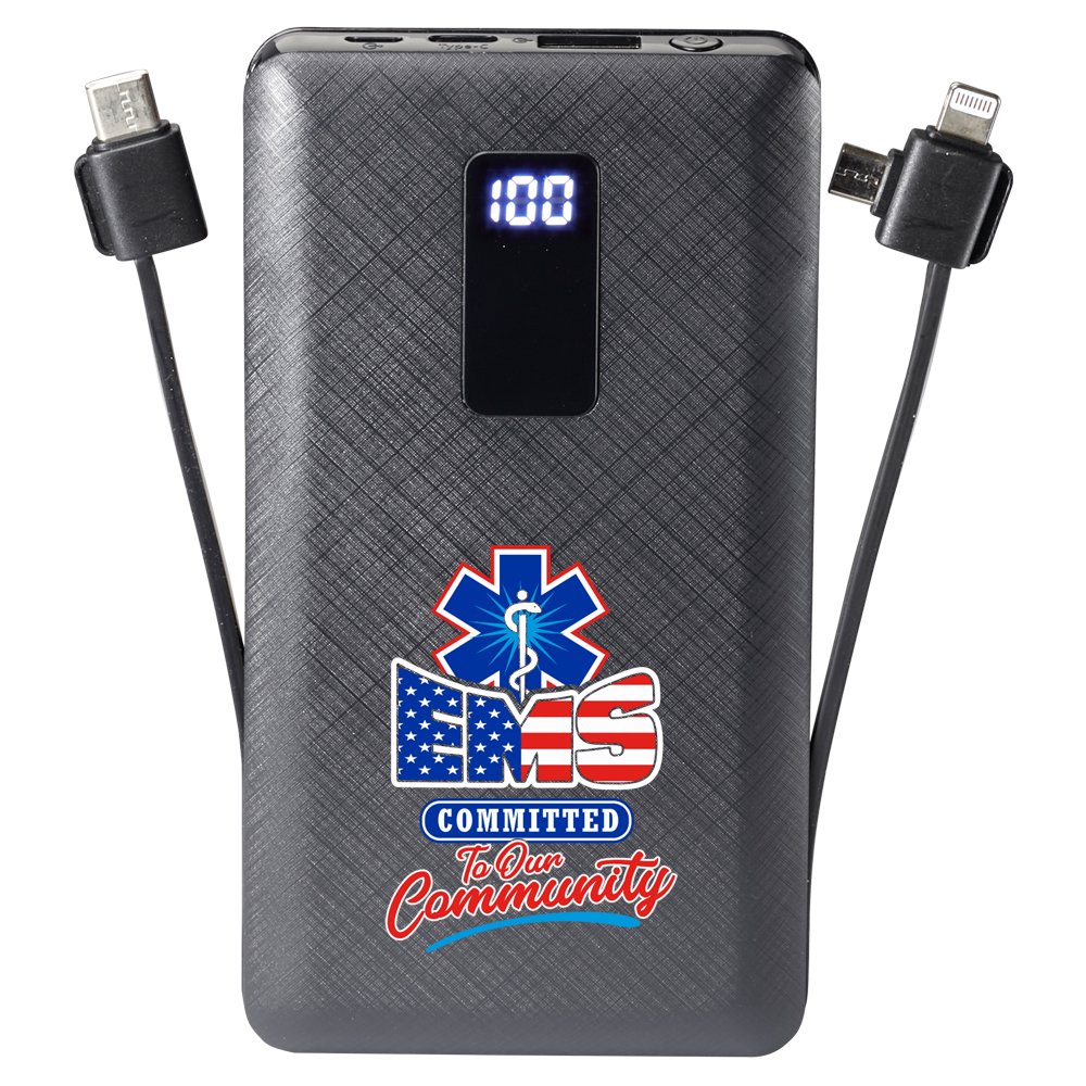 EMS: Committed to Our Community 10,000-mAh 3-in-1 Power Bank with Built ...