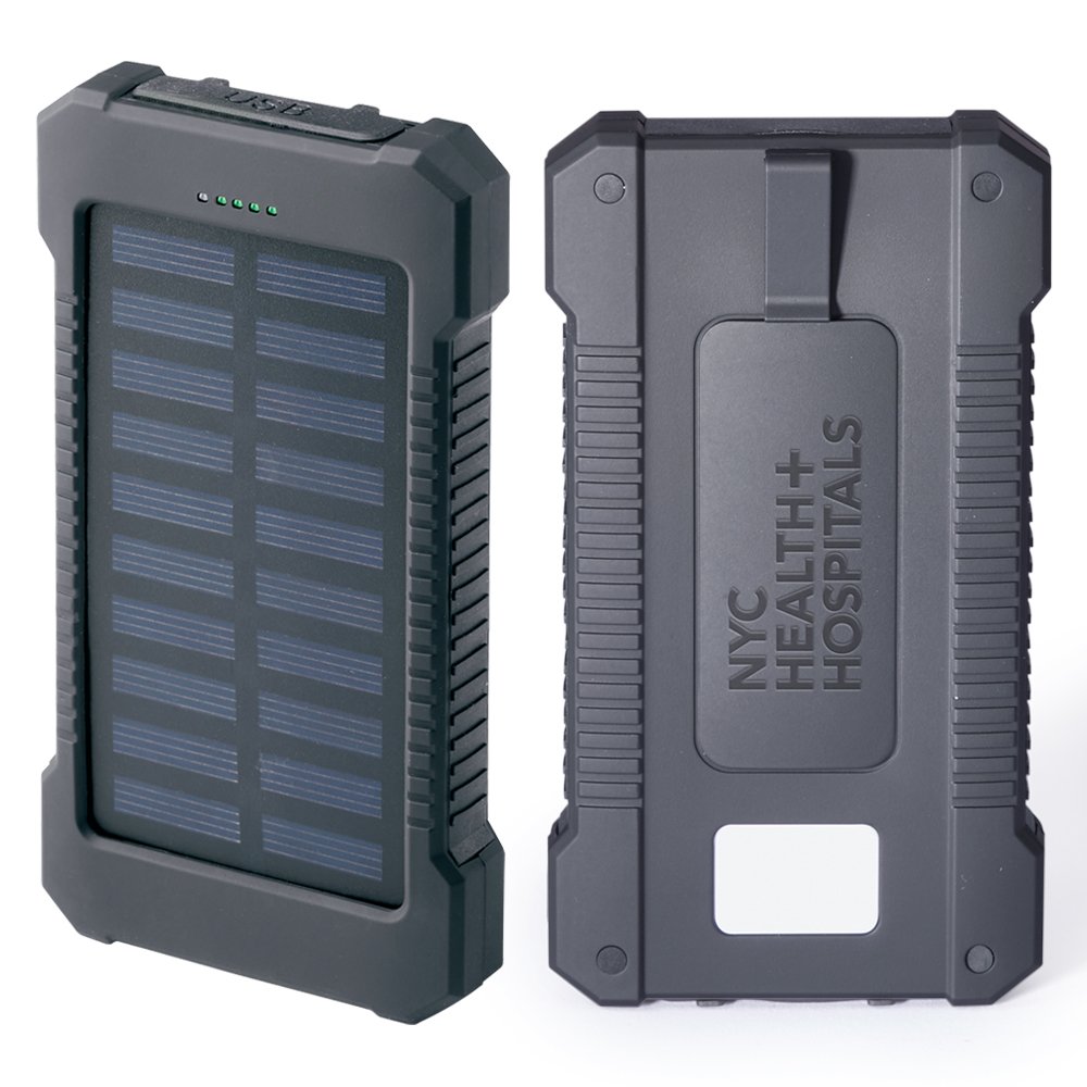 10,000-mAh IPX4 Solar Power Bank with Flashlight - Laser-Engraved ...