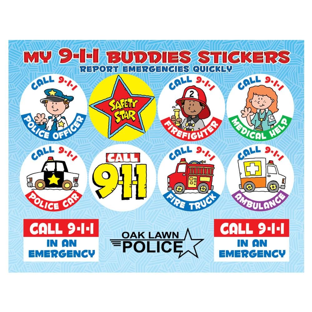 My 9-1-1 Buddies Stickers - Personalization Available | Positive Promotions