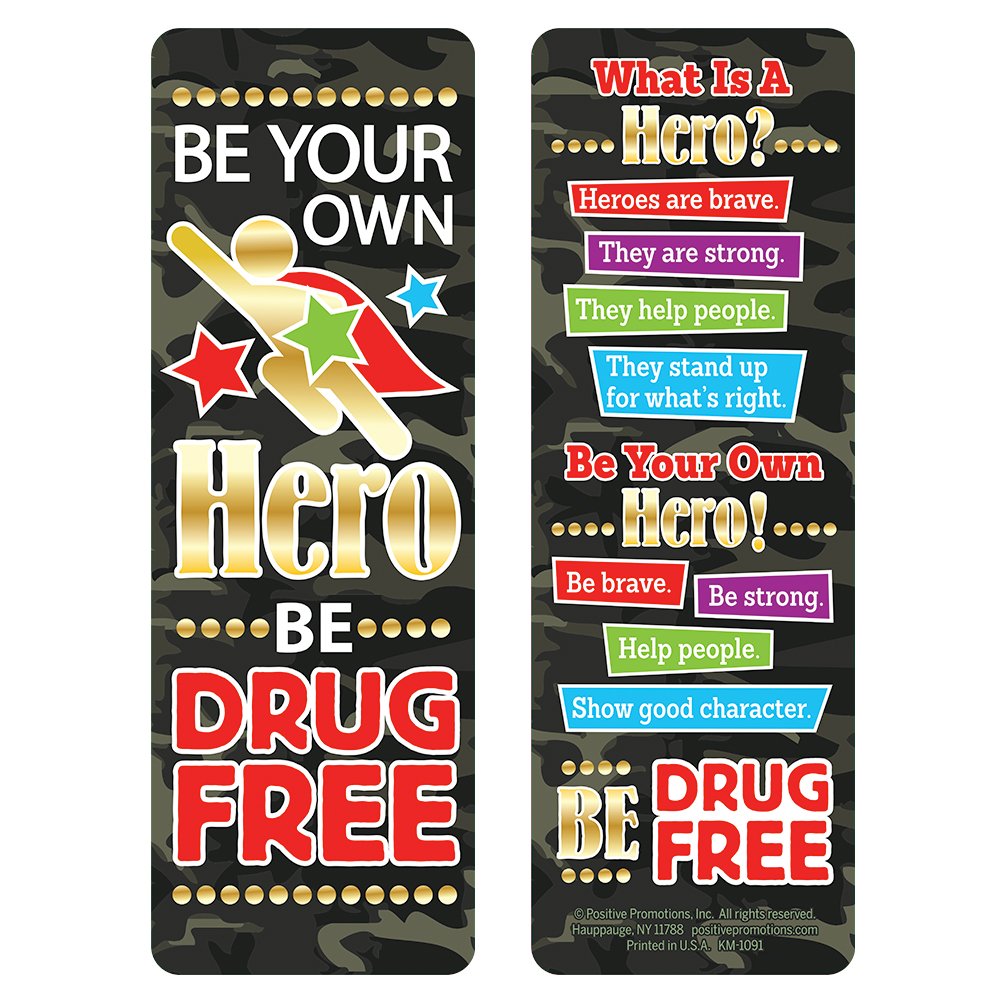Be Your Own Hero; Be Drug Free Bookmark - Pack of 100 | Positive Promotions