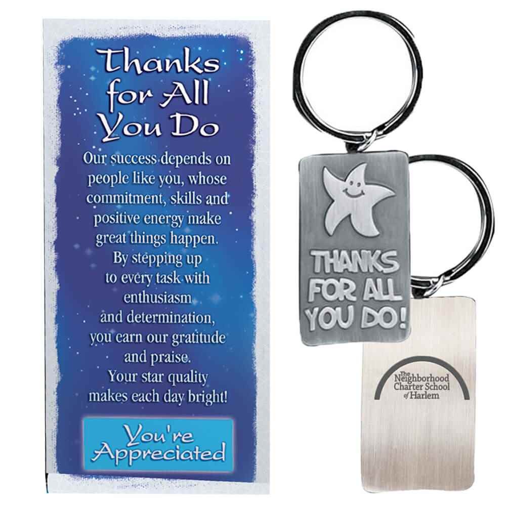 Thanks For All You Do! Pewter Key Ring - Laser-Engraved Personalization ...