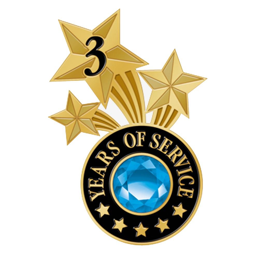 3 Years Of Service Triple Star Lapel Pin With Jewel Box | Positive ...