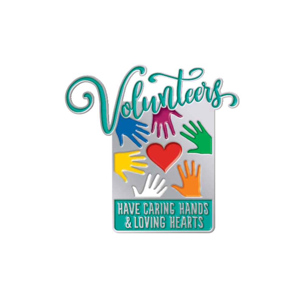 Volunteers Have Caring Hands & Loving Hearts Lapel Pin With ...