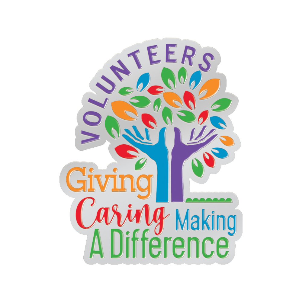 Volunteers: Giving, Caring, Making A Difference Lapel Pin With ...