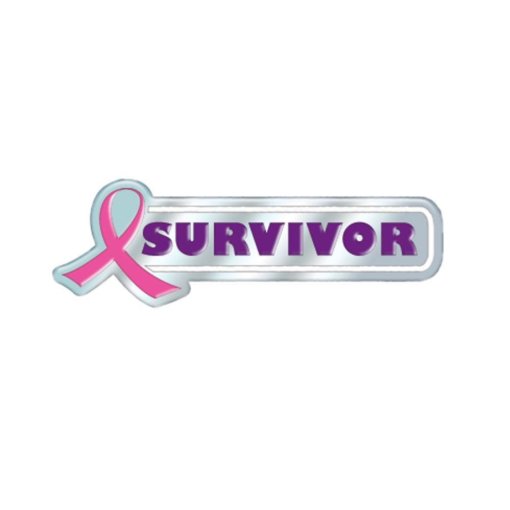 Jewelry Quality Pink Ribbon Survivor Lapel Pin with Card