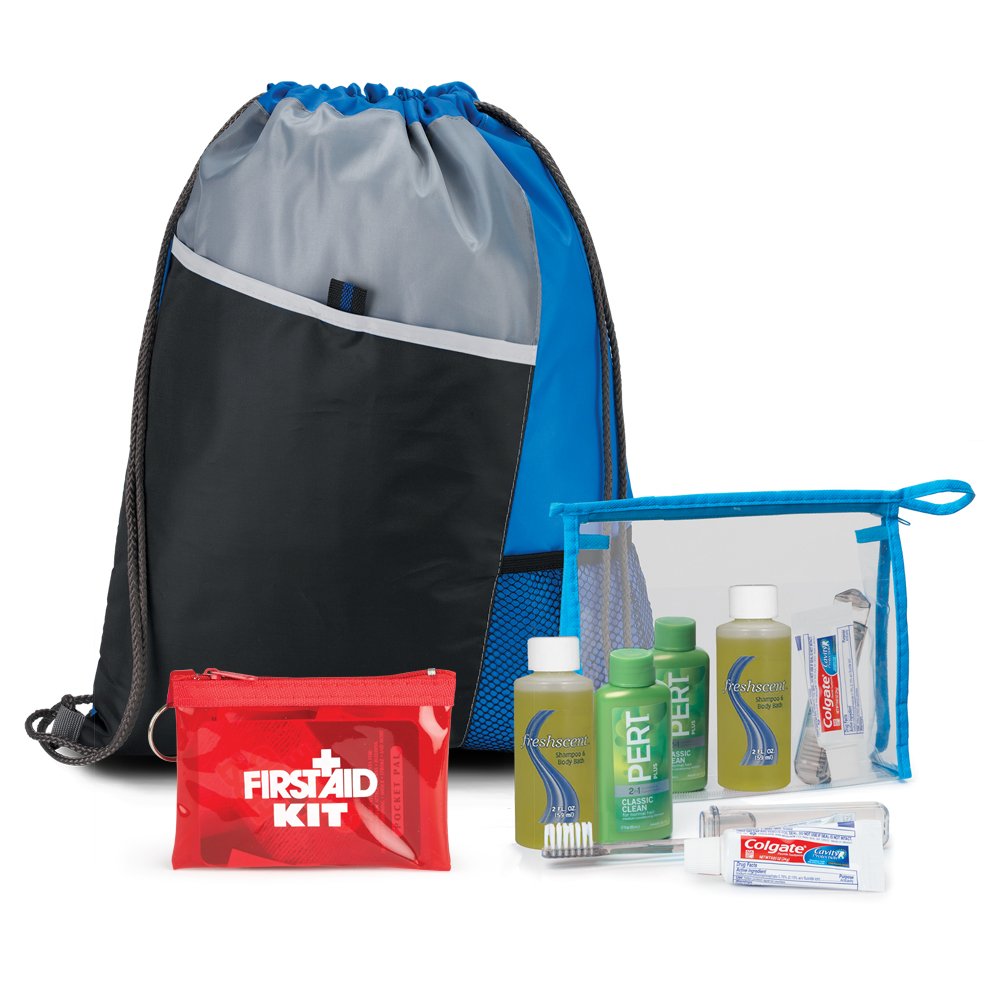 6-Piece Drawstring Backpack & Hygiene Kit Combo | Positive Promotions