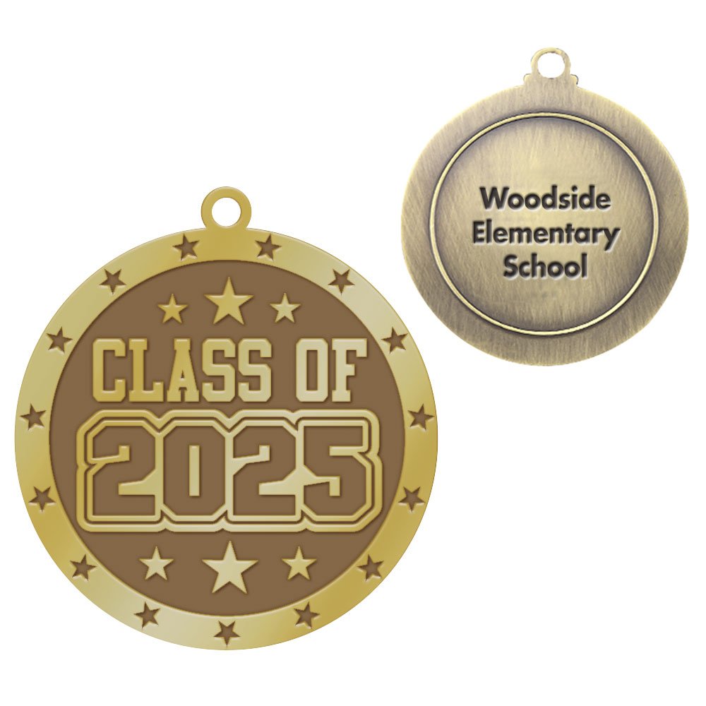 Class of 2025 Gold Academic Medallion - Laser-Engraved Personalization ...
