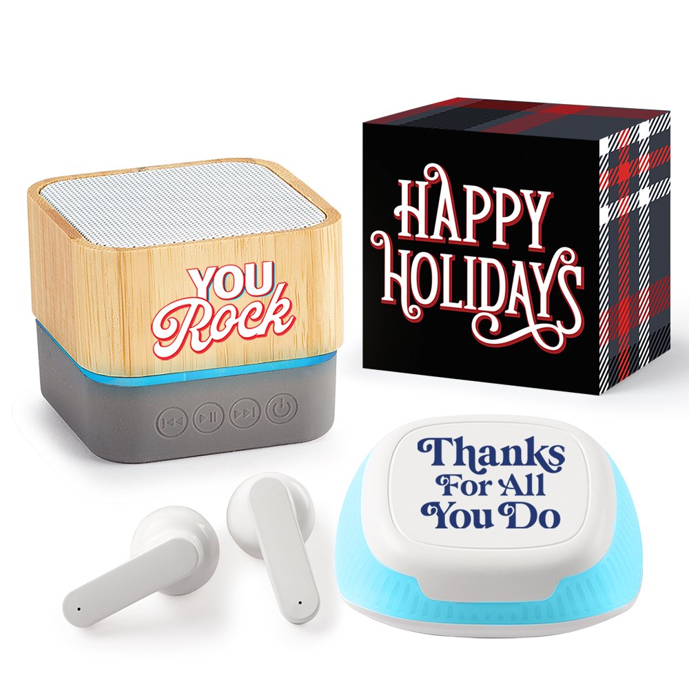 You Rock/Thanks Bamboo Bluetooth® Wireless Speaker & Wireless Earbuds ...