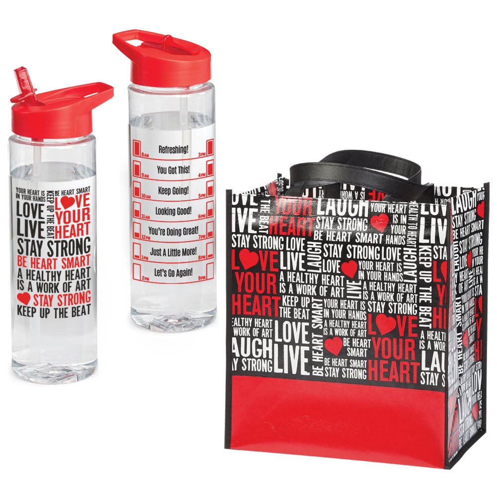 Love Your Heart (Word Cloud) Shopper Tote & Solara Water Bottle Combo ...