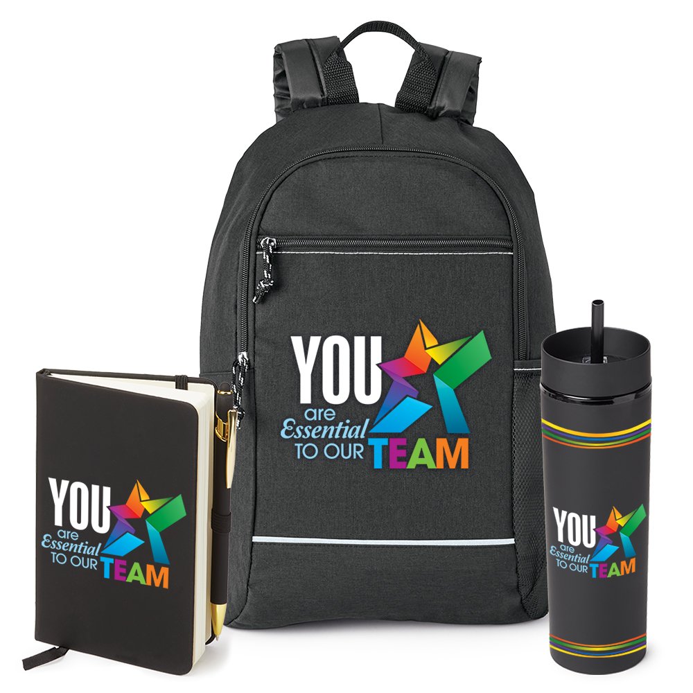 You Are Essential to Our Team Bayside Backpack, Canyon 2-in-1 Tumbler 16 oz., & Stanton Jotter ...