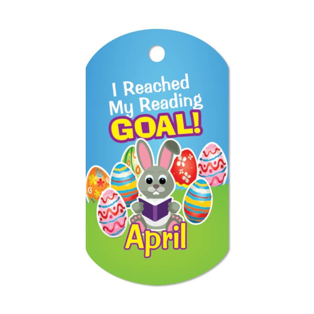 I Reached My Reading Goal April Award Tag With 24" Chain | Positive ...
