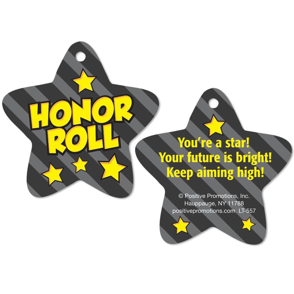 Honor Roll (Star) Award Tag with 4" Chain - Pack of 25 | Positive ...