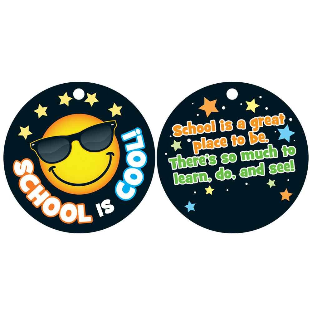 School Is Cool! Emoji Laminated Award Tags With 24" Chains - Pack of 25 ...