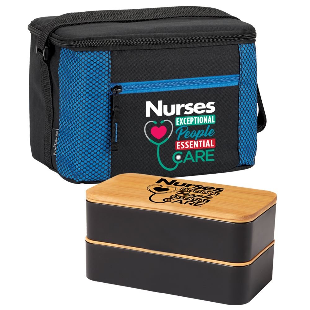 Nurses Blue Atlantic Lunch/Cooler Bag & 2-Tier Bento Box Gift Set ...