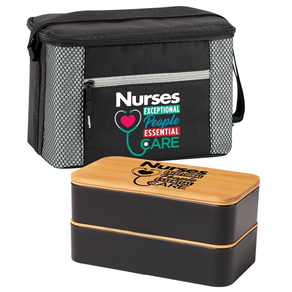 Nurses Black Atlantic Lunch/Cooler Bag & 2-Tier Bento Box Gift Set ...