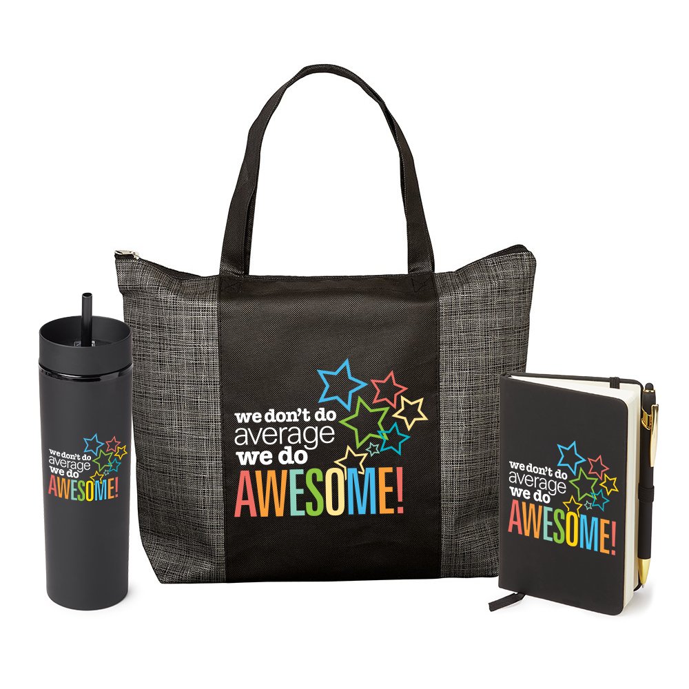 We Don't Do Average; We Do Awesome! Tonal Zipper Tote, Canyon 2-in-1 ...