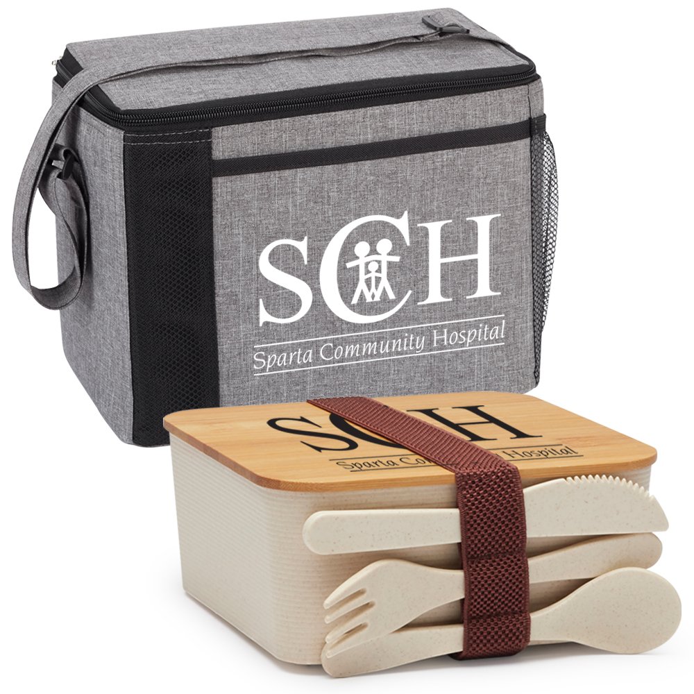 Gray Grayson Lunch Bag & Eco Food Container With Utensils Gift Set ...