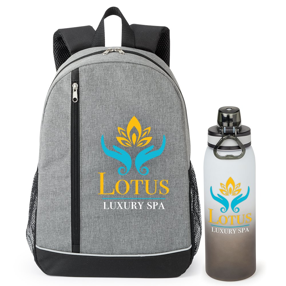 Gray Logan Backpack & Smoke Jasper Water Bottle Gift Set ...