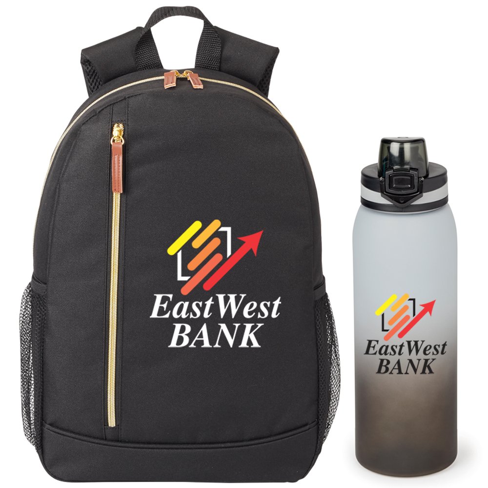 Axel Laptop Backpack & Jasper Water Bottle Gift Set - Personalization ...