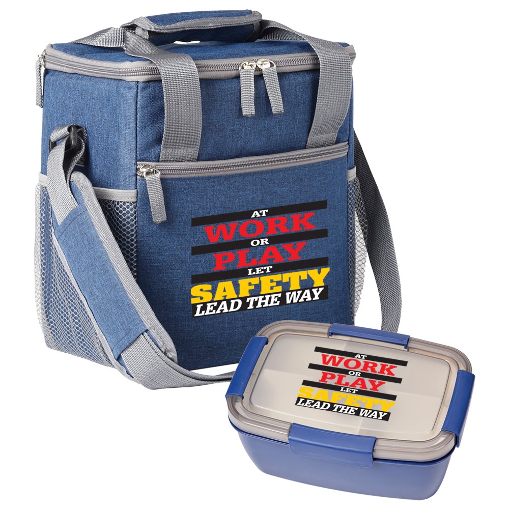 Workplace Safety Blue Riverside Lunch/Cooler Bag & Navy Food Container ...