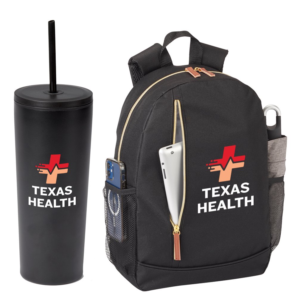 Sleek Tumbler 24 oz. & Axel Laptop Backpack Gift Set - Personalization ...