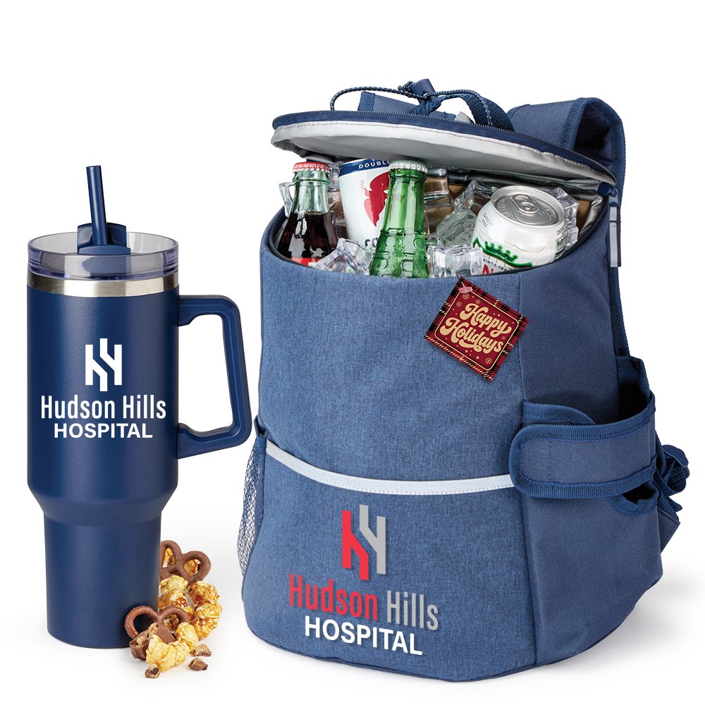 Navy Hydro Backpack Cooler With Tumbler Pocket & Biggie Stainless-Steel ...