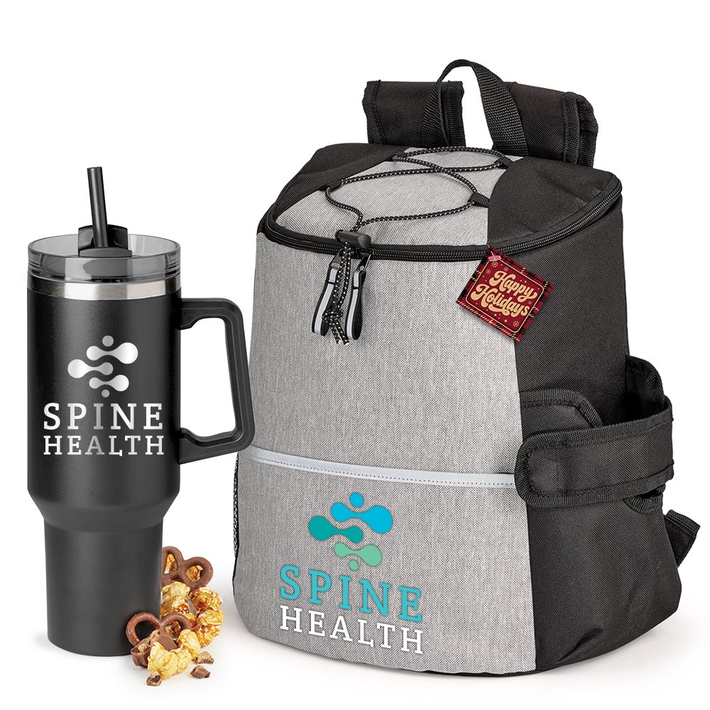 Gray/Black Hydro Backpack Cooler With Tumbler Pocket & Biggie Stainless ...