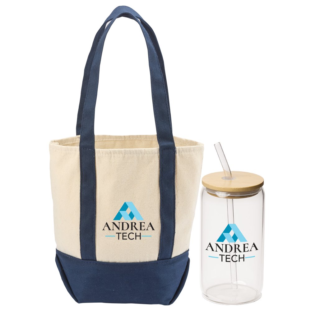 Cooper Glass Tumbler 16 oz. & Cotton Canvas Tote Bag Gift Set ...