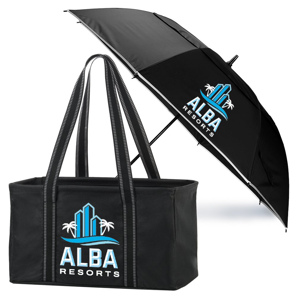 60" Auto-Open Umbrella & Utility Tote Gift Set - Personalization ...