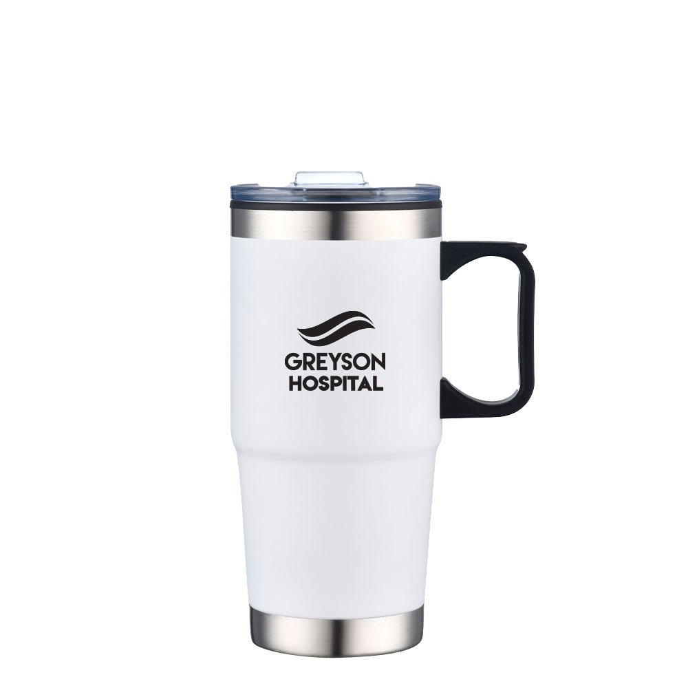 Stainless-Steel Outer/Plastic Liner Travel Mug 24 oz. With Handle - One ...