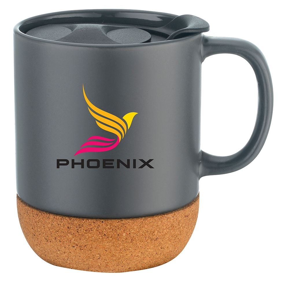 Cork Base Ceramic Mug 12 oz. With Lid - Full-Color Personalization ...
