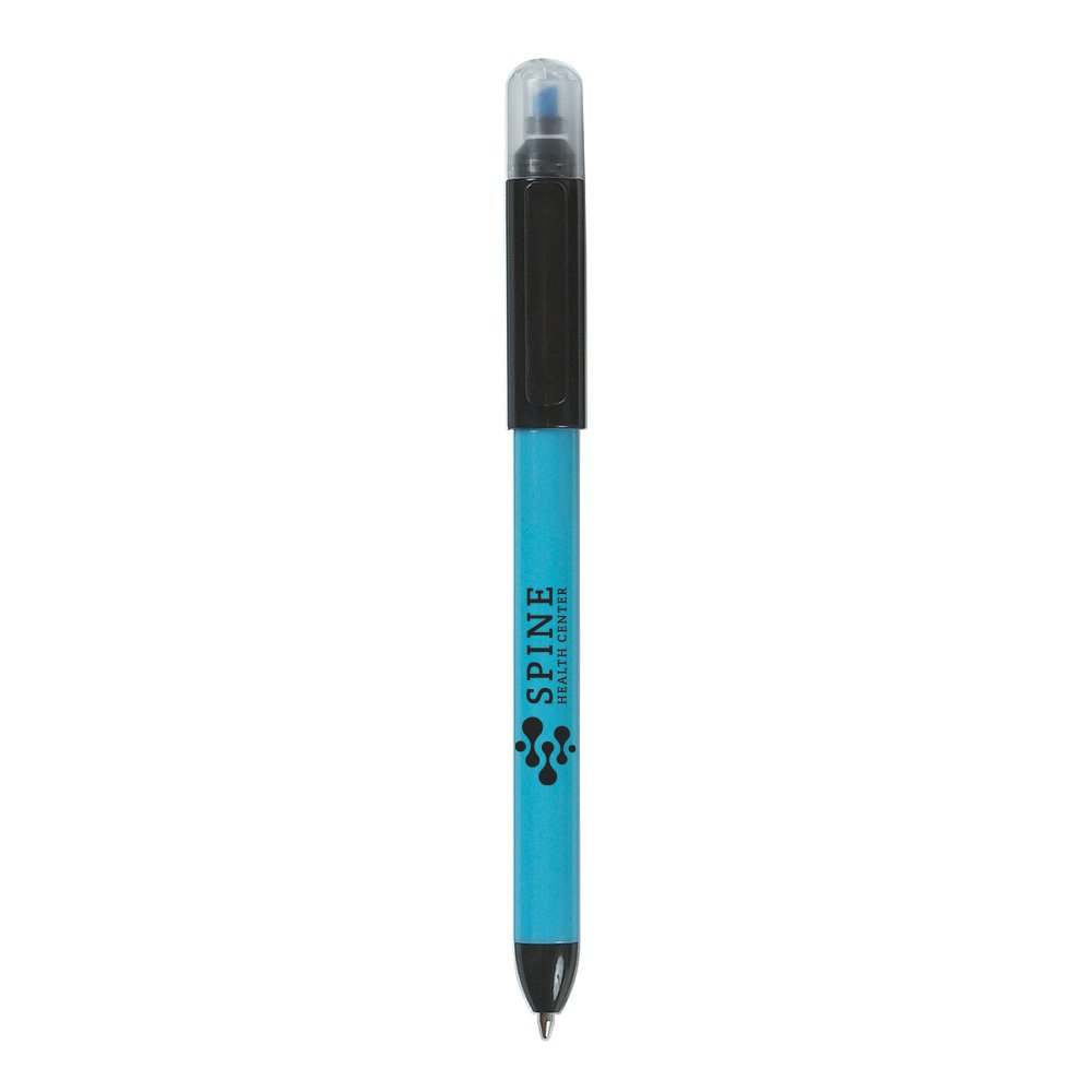 Clear Cap Black Barrel Twin-Write Pen/Highlighter | Positive Promotions