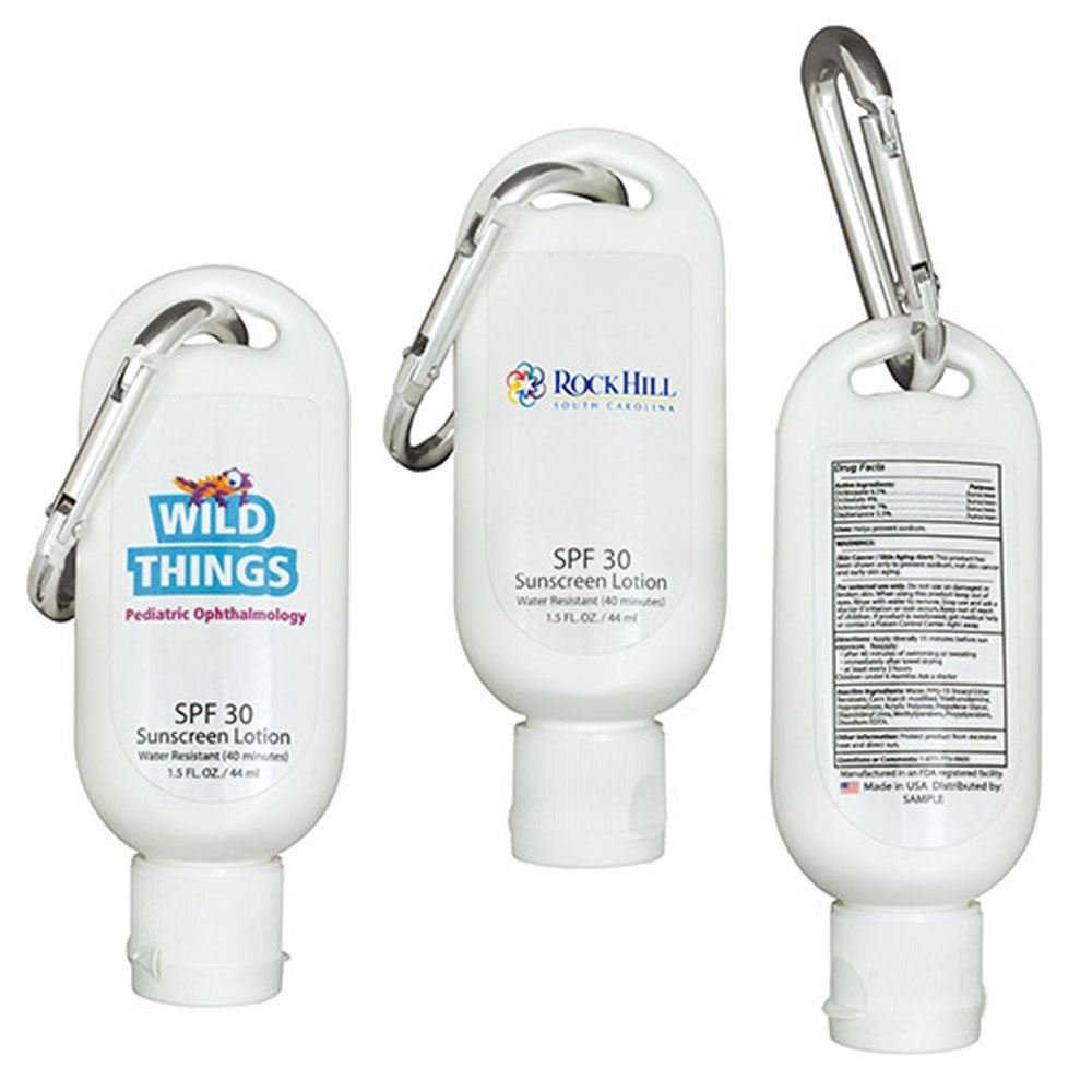 1.5 Oz SPF 30 Sunscreen Tottle With Clip | Positive Promotions