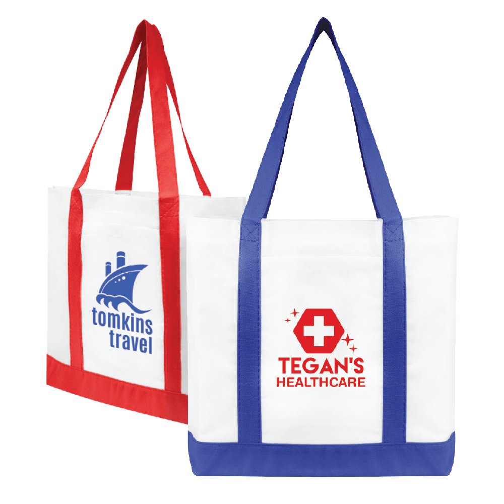 Non-Woven Boater Tote With Colored Trim - One-Color Personalization ...