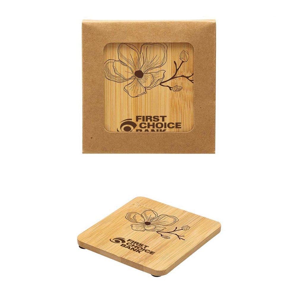Square Bamboo Coaster - Personalization Available | Positive Promotions