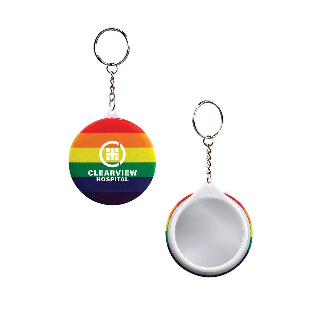 Rainbow Stripe Mirror Keychain - Personalization Available | Positive ...