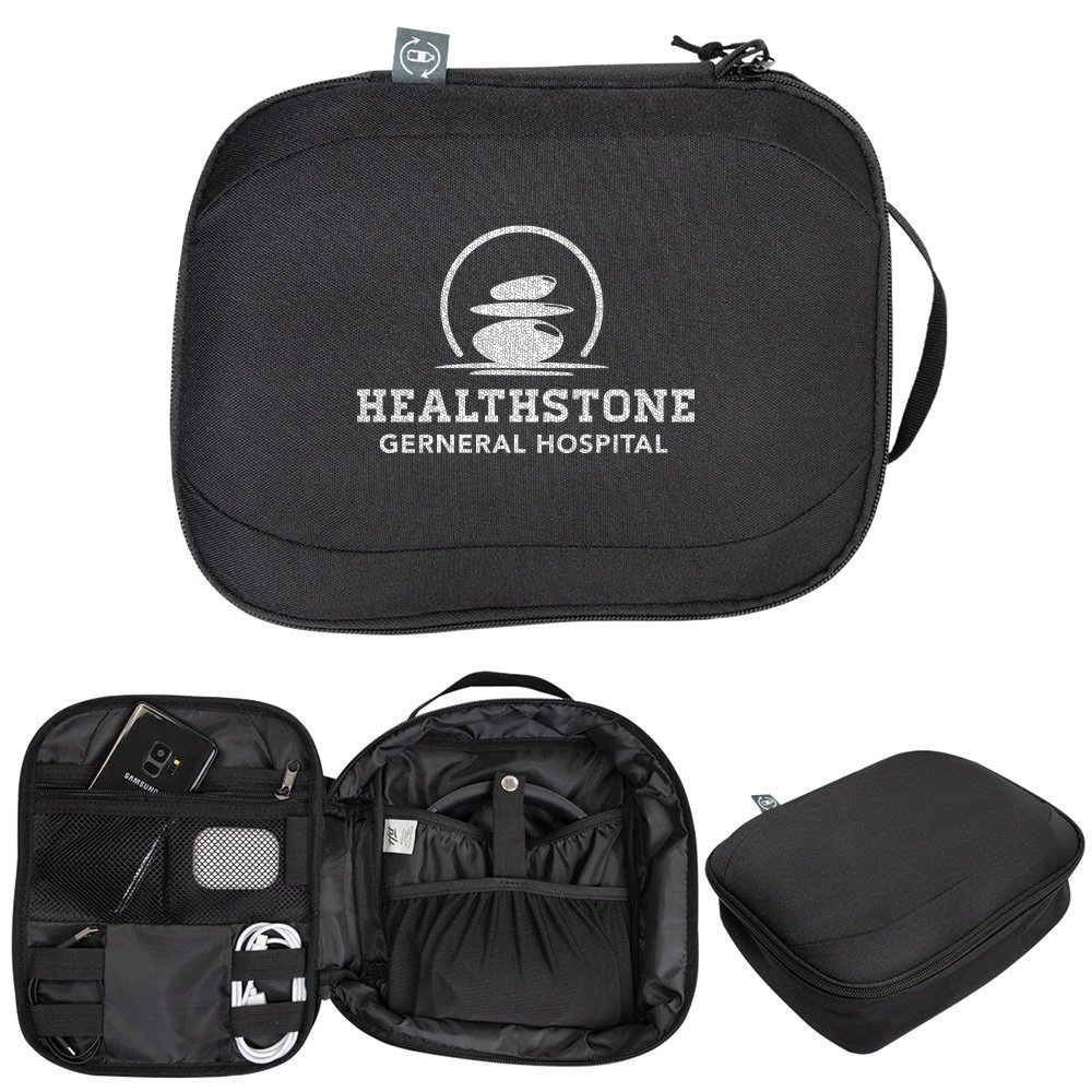 Recycled rPET Tech Travel Pouch - One-Color Personalization Available ...