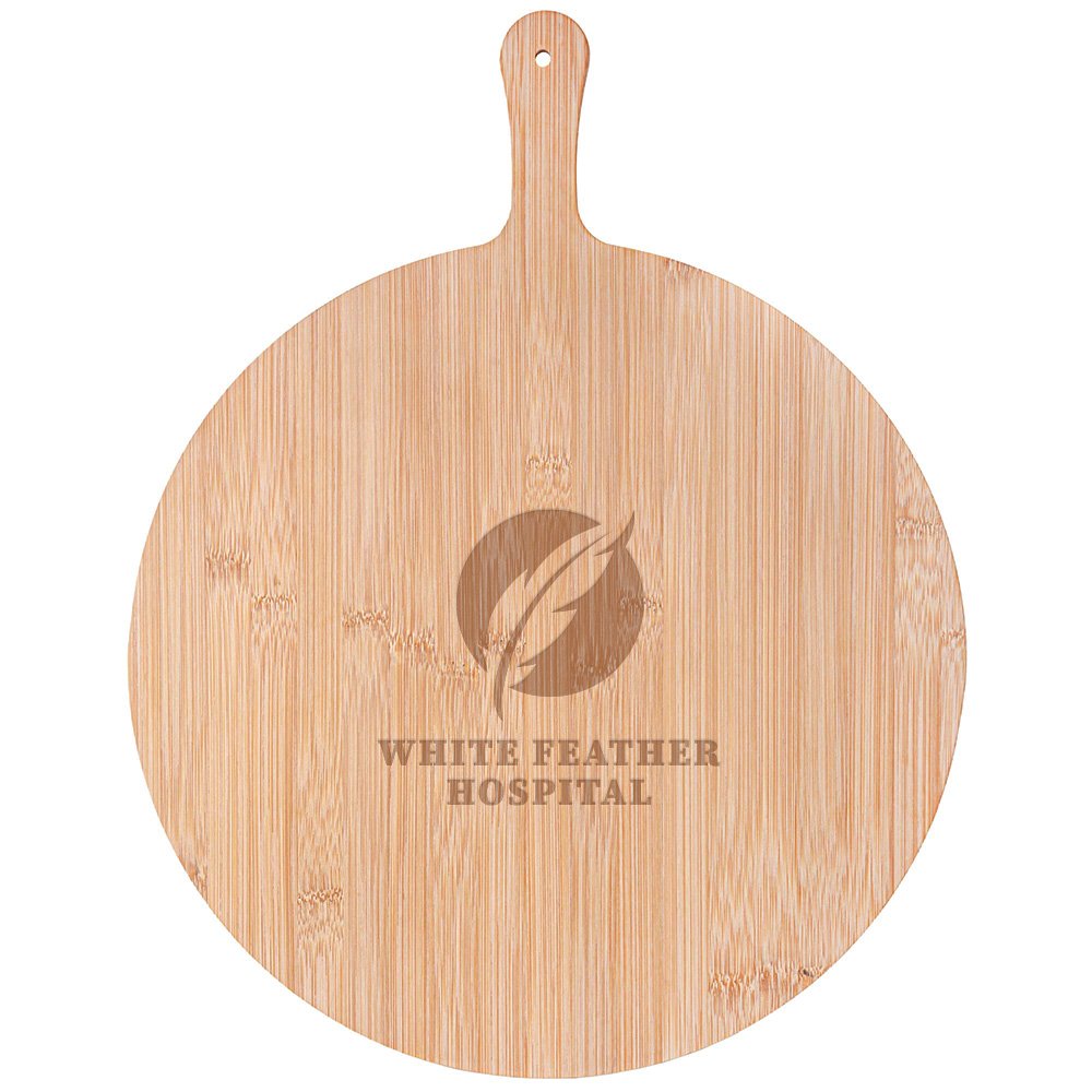 15" Round Bamboo Pizza Cutting Board - Laser-Engraved Personalization ...
