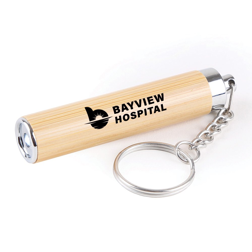 Bamboo LED Light Keychain - One-Color Personalization Available ...