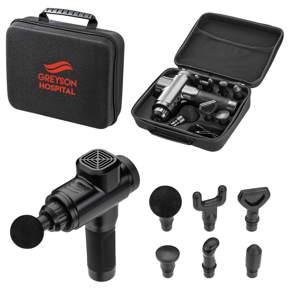 Deluxe Deep Tissue Massage Gun With 6 Interchangeable Heads in Case ...