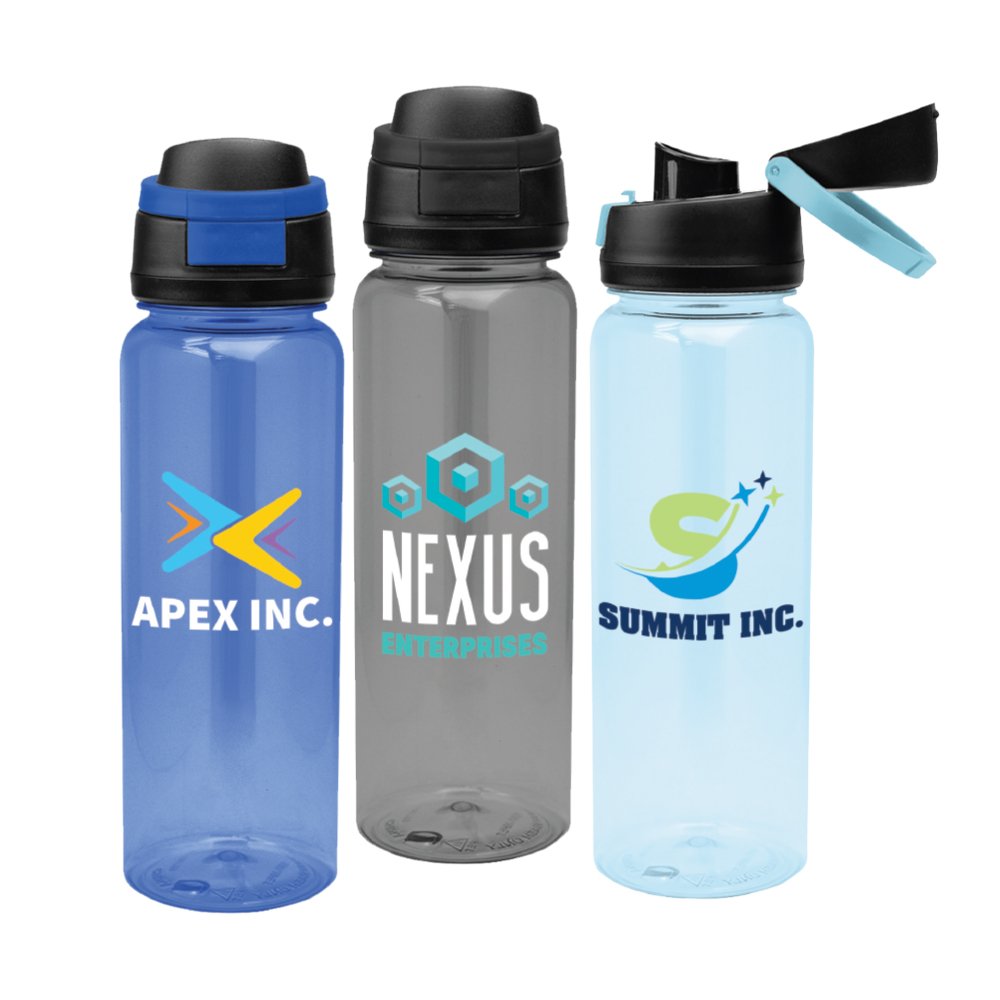 Recycled rPET Push-Button Pop Lid Bottle 32 oz. - One-Color ...